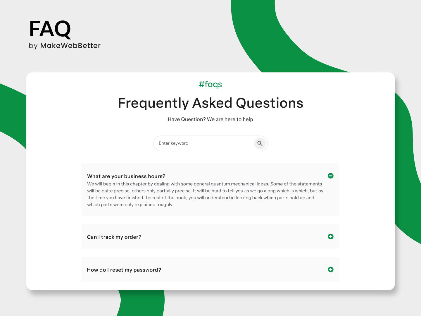 FAQ Module by MakeWebBetter